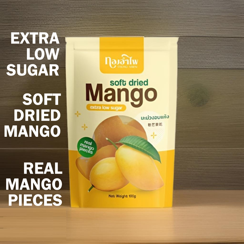 Thong Ampai Soft Dried Mango Extra Low Sugar Real Mango(96%) Sugar(4% ...