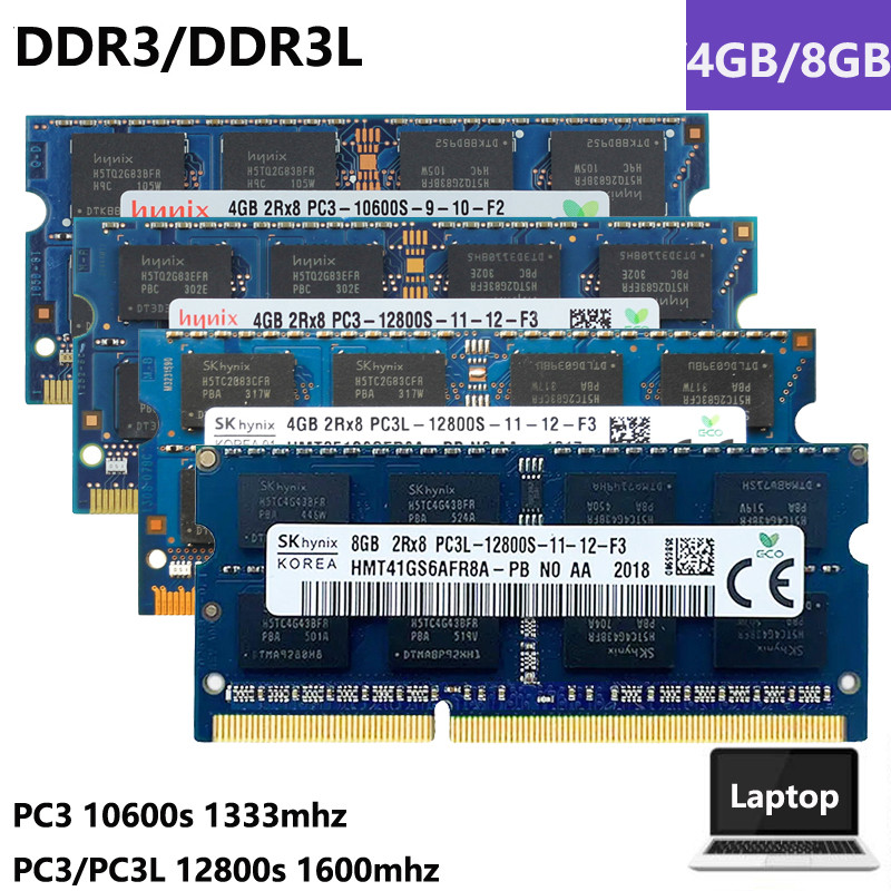 8GB DDR3L/DDR3 PC3L(1.35v)/PC3(1.5v) 10600s 12800s 1333MHz 1600MHz 4GB Laptop Memory Notebook ...