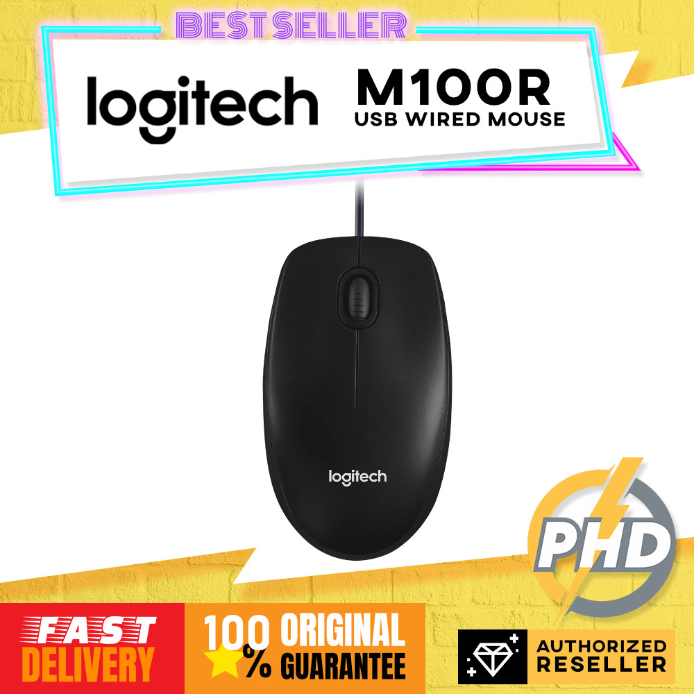 Logitech M100r Wired USB Mouse, 3-Buttons, 1000 DPI Optical Tracking ...