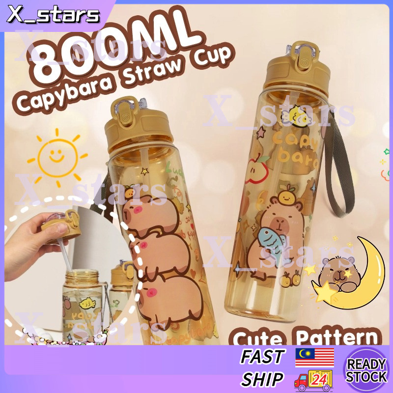 800ml Botol Air Capybara Kuromi Cinnamoroll Water Bottle Kids Straw Bpa ...