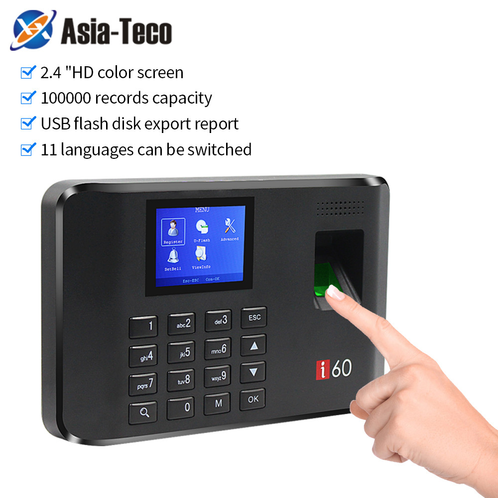 2.4" Screen Biometric Fingerprint Time Attendance System Time Clock USB ...