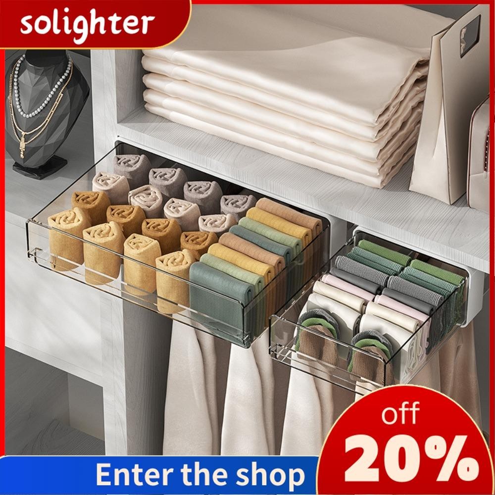 SOLIGHTER Invisible Desk Organizer, Hidden Drawer Type Under Table ...