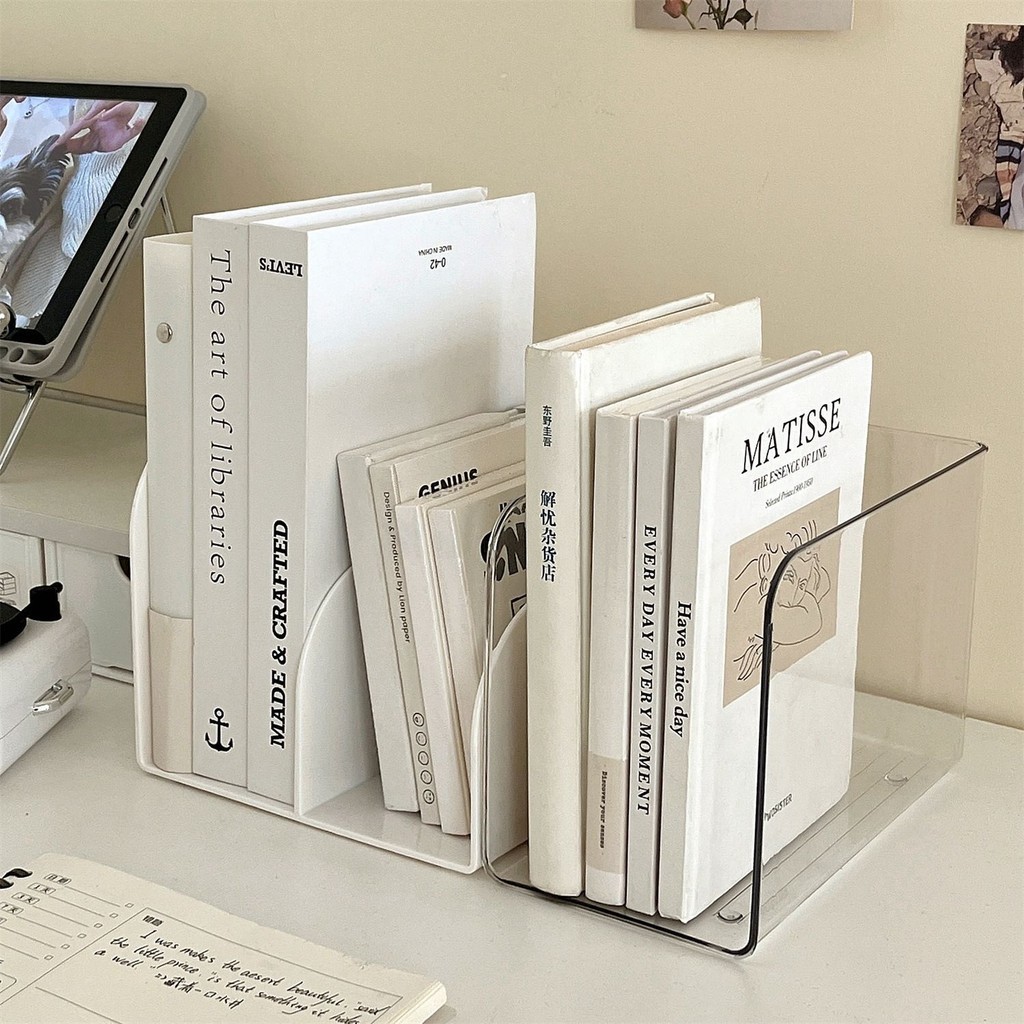 Thickened Acrylic Books Stand Transparent Bookend Holder Desktop ...