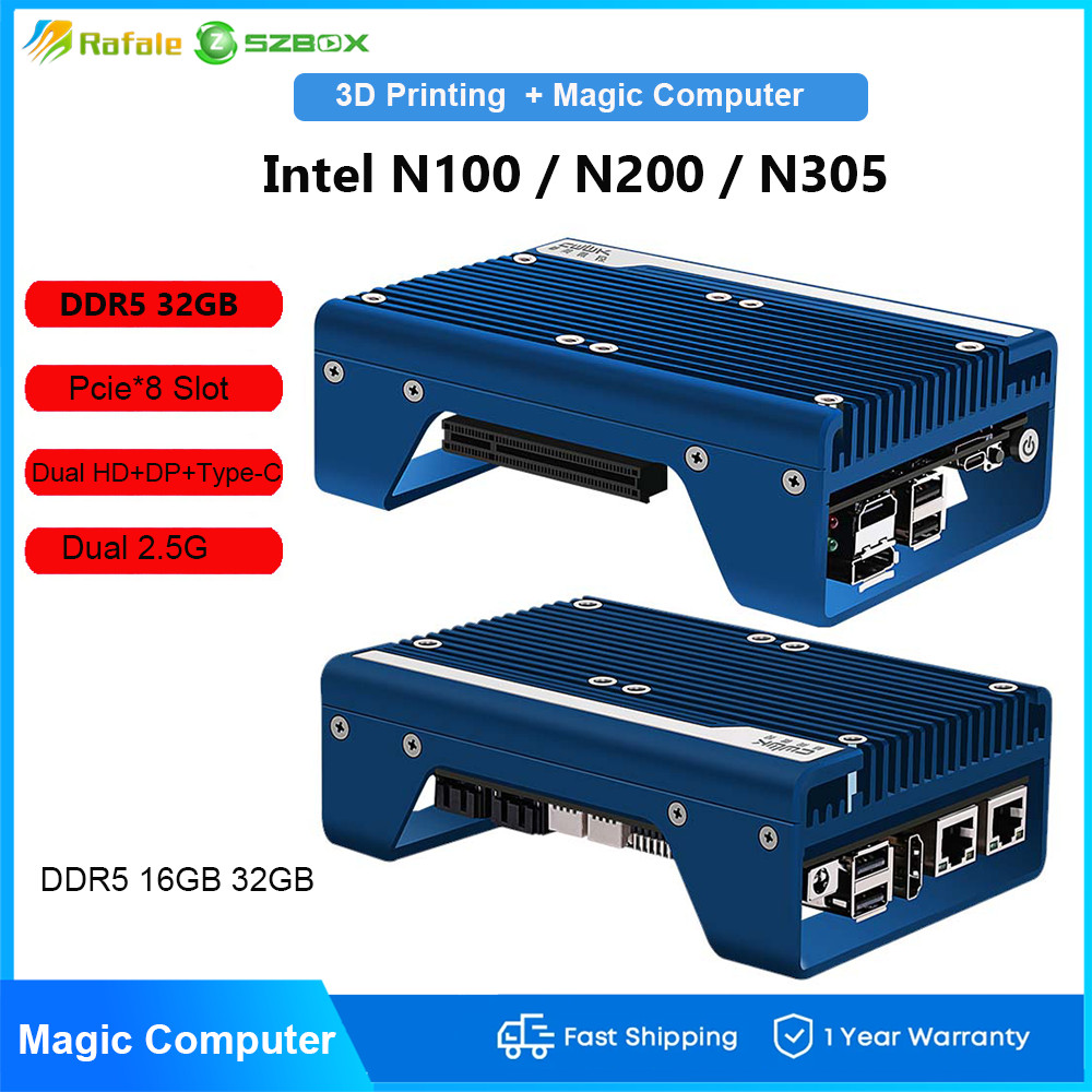 Magic Computer N200/I3-N305 Small host pcie x8 slot 4NVME DIY players ...