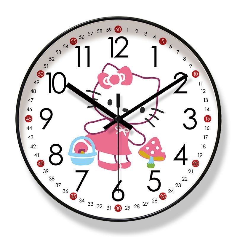 Cartoon Children Wall Clock Living Room Clock HELLO KITTY Early ...