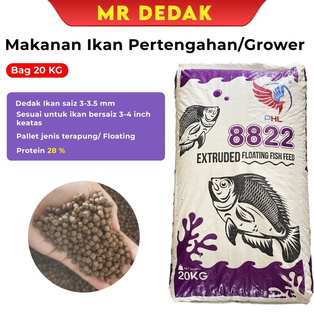 [20KG] [8822] Makanan Ikan Pertengahan 5mm [Grower Fish Pallet][Fish ...