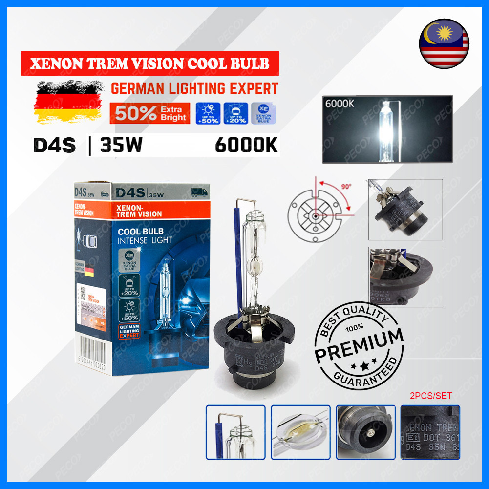 Super Bright D1S/D2S/D3S/D4S XENON TREM VISION Headlight Bulb 6000k 35w ...