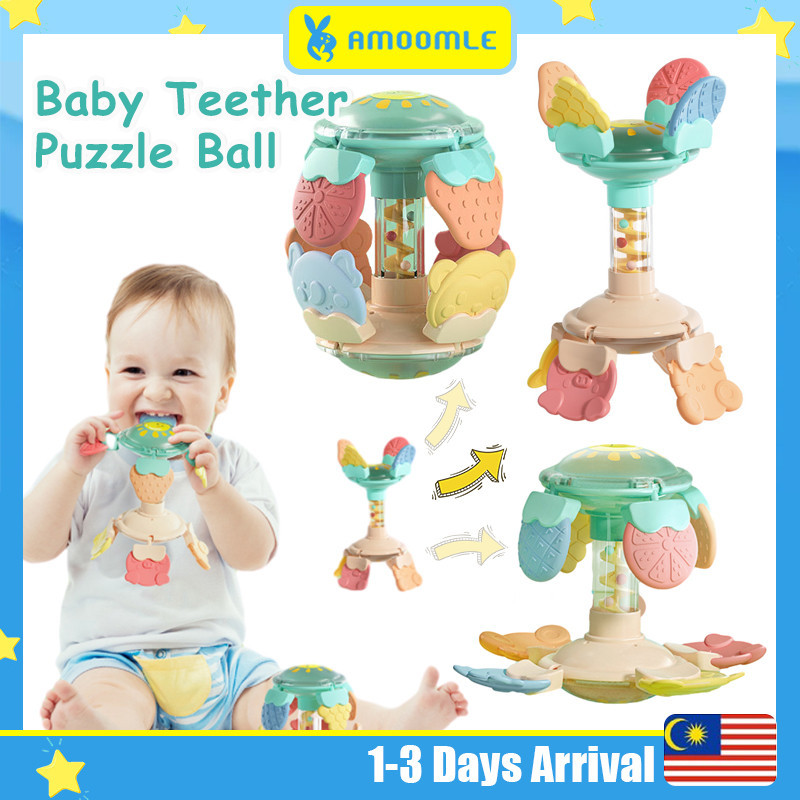 Newborn Baby Rattling Tooth Gum Handgrip Ball Molars Toy Manhattan Ball ...