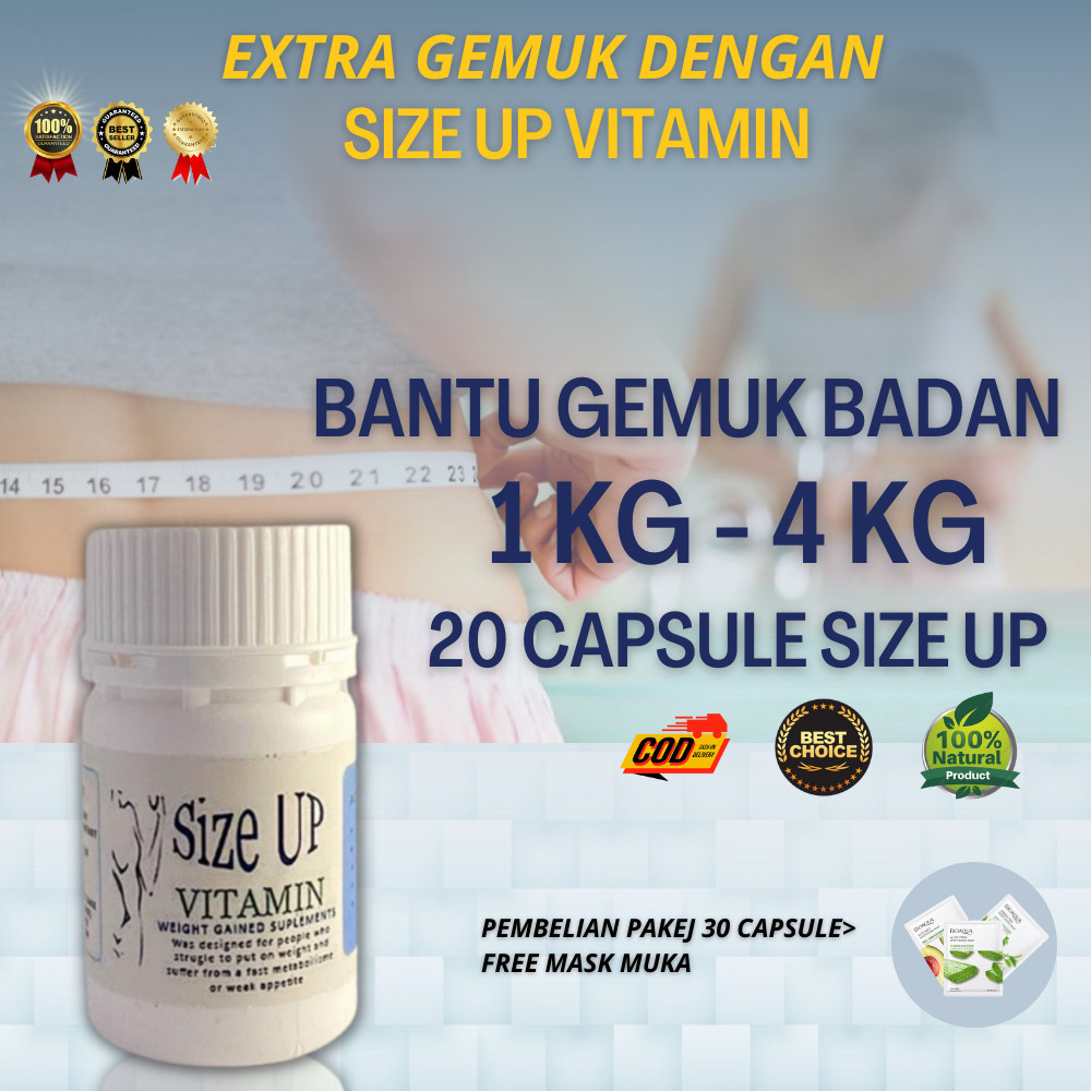 Ubat Gemok Badan Lulus Kkm Size Up Vitamin Super Gemuk Weight Gainer ...