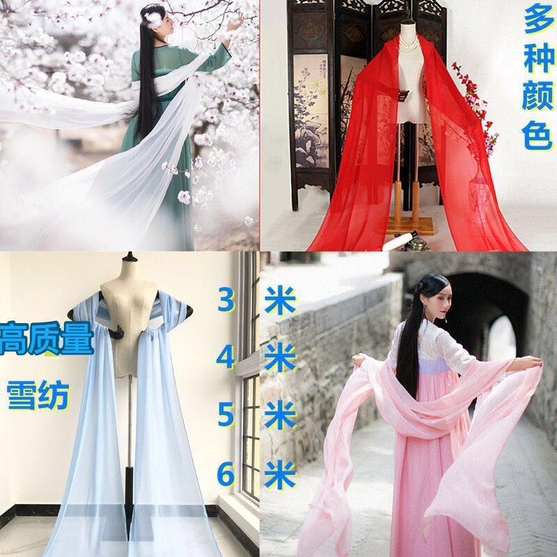 Scarves & Shawls Hanfu Chiffon Shawl Costume Shawl Pink White Dance ...