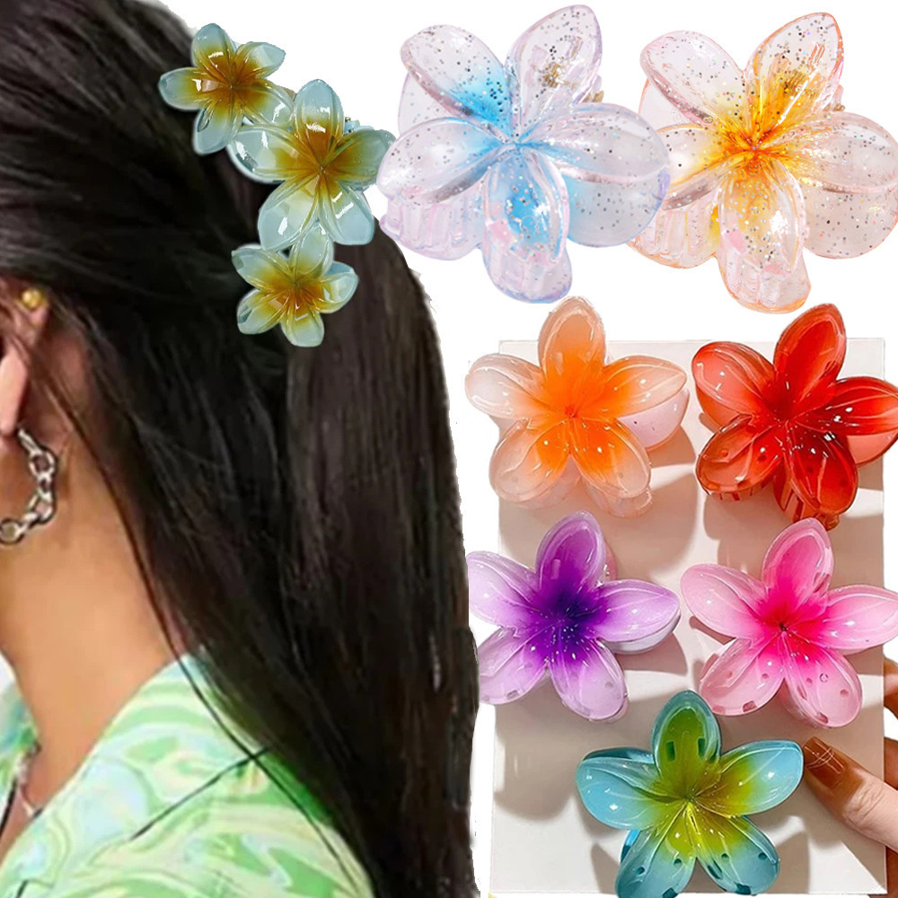 Gradient Flower Hair Clamp Women Sweet Summer Beach Hawaiian Headwear ...