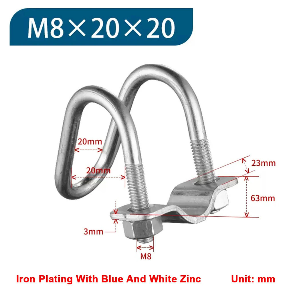 Galvanized 'U' Shackle Steel Pipe Fasteners Double U-shaped Clamp U ...