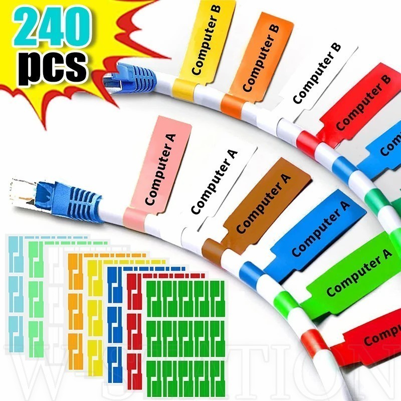 240Pcs Cable Labels Tags - Colorful Cord Label Stickers - Waterproof ...