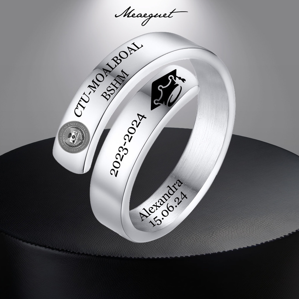 Meaeguet Custom College Ring Class Of 2024 Graduation Ring Badge Family ...