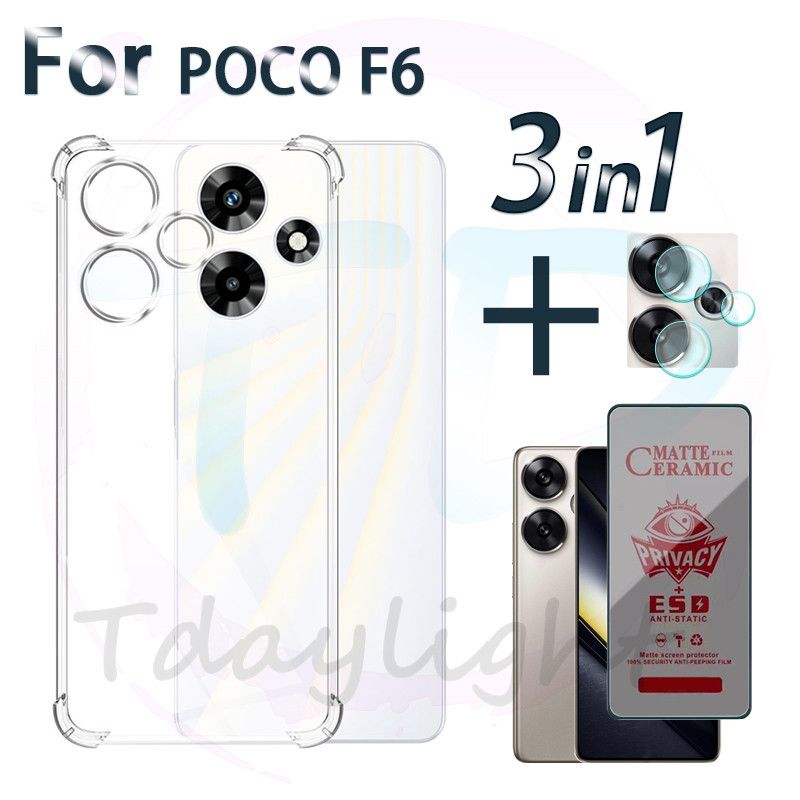 3 in 1 Transparent Shockproof POCO F6 Case For POCO F6 Pro X6 X6 Pro M6 ...