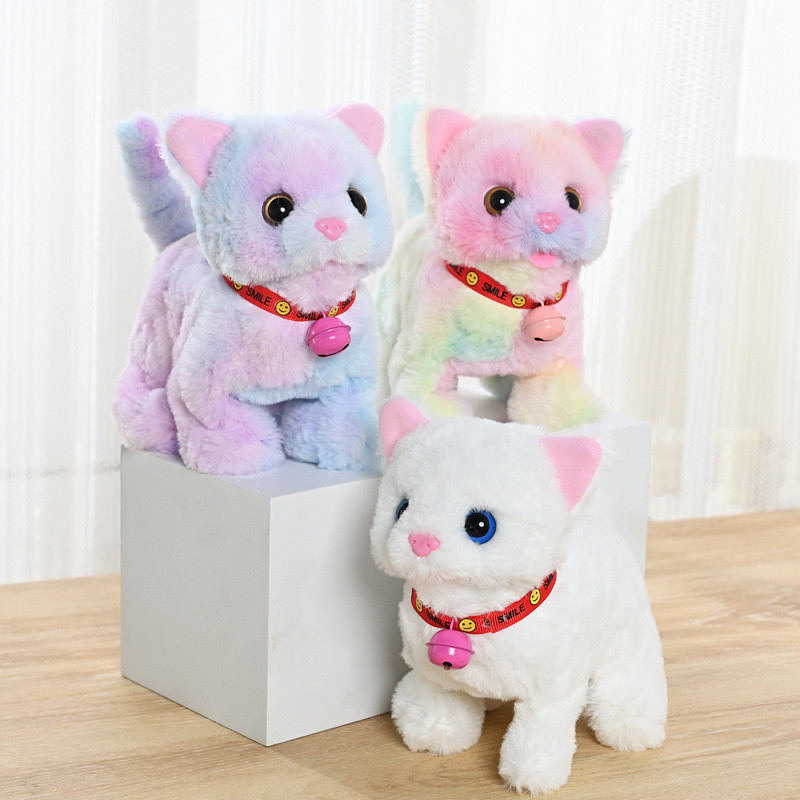 Electric Simulation Cat Plush Toy Cry Walking Nodding Wagging Tail ...