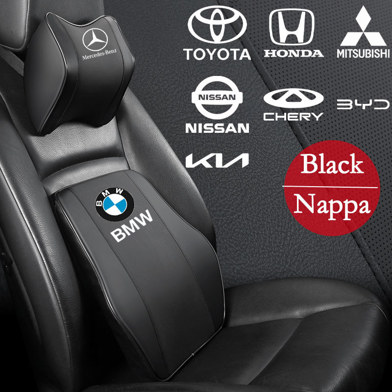 2pcs Memory Cotton Nissan Car Neck Headrest Pillow Nappa Leather ...