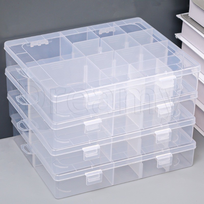 14 Grids Plastic Storage Box - Jewelry Boxes With Cover - Dustproof ...