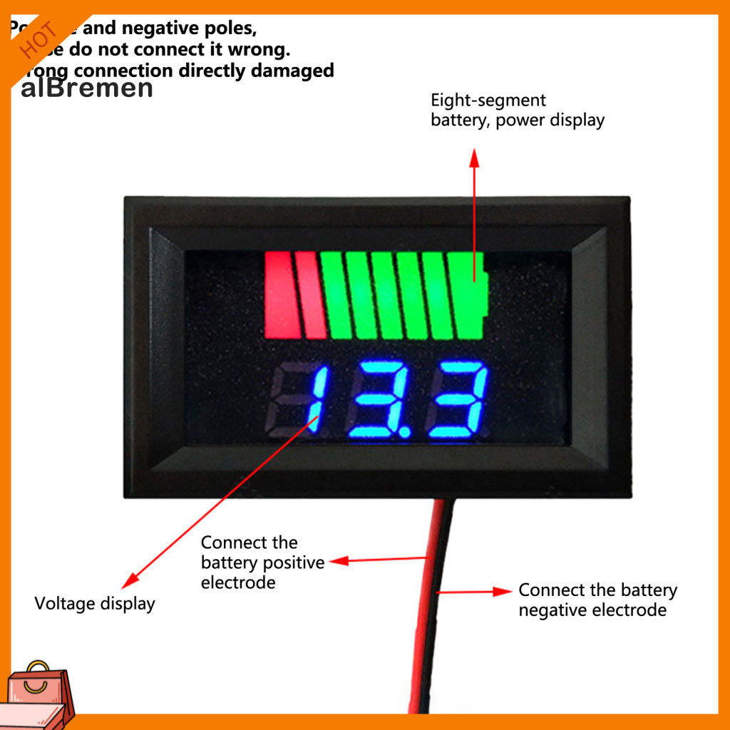 (New) Battery Capacity Meter 12V-60V LED Digital Display Low Power ...