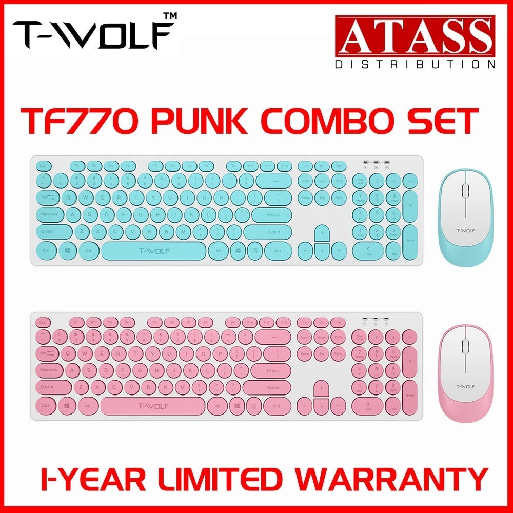 T-WOLF TF100 TF770 CORDLESS DESKTOP 2.4GHZ WIRELESS MOUSE & KEYBOARD ...