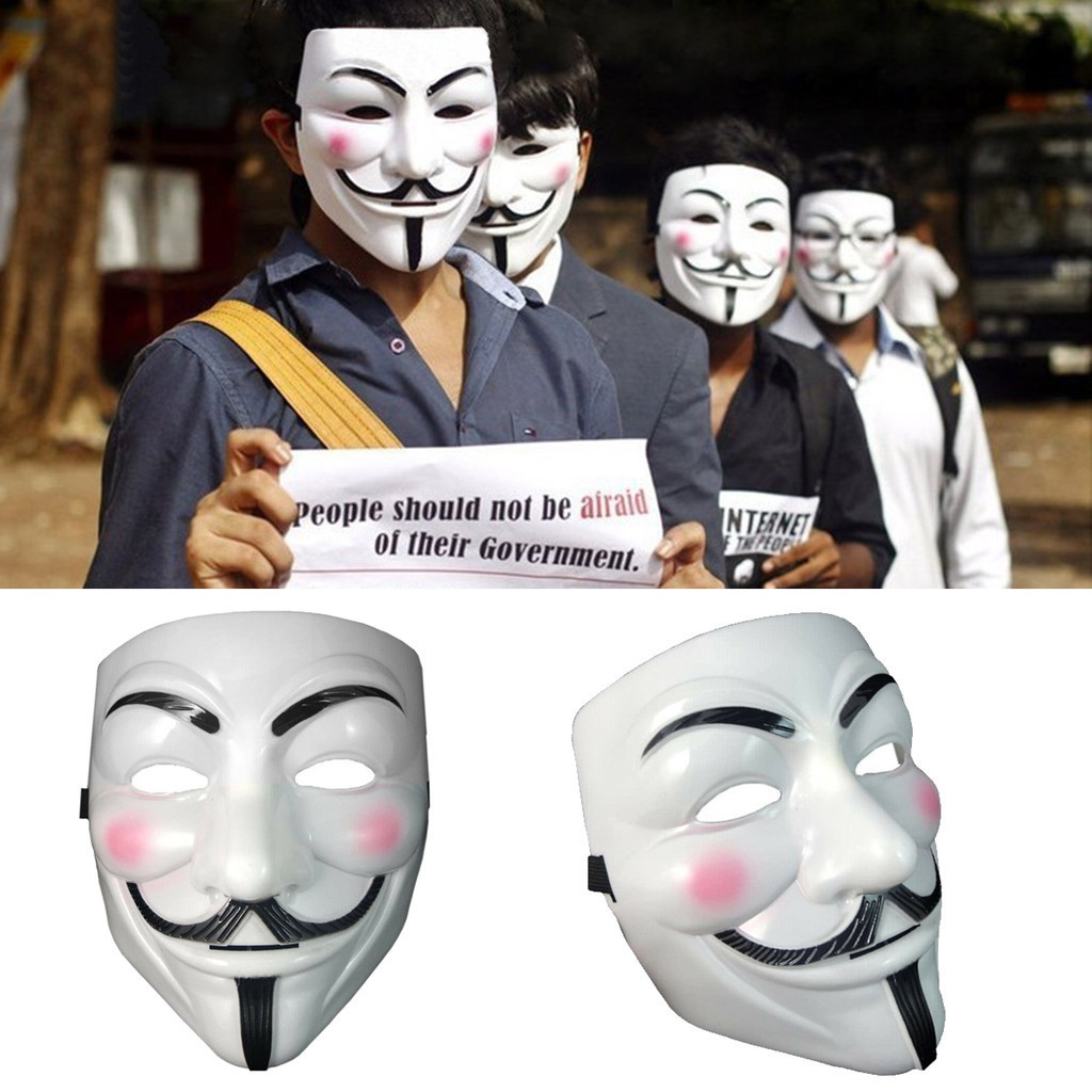 1PCS Halloween Hacker Mask V-shaped For Vendetta Face Mask Cosplay ...