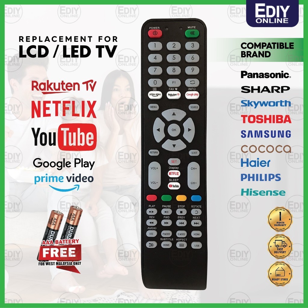 【𝐅𝐑𝐄𝐄 𝐁𝐀𝐓𝐓𝐄𝐑𝐘 𝐀𝐀𝐀𝐗𝟐】 UNIVERSAL REMOTE MULTI BRANDS SMART TV NETFLIX ...