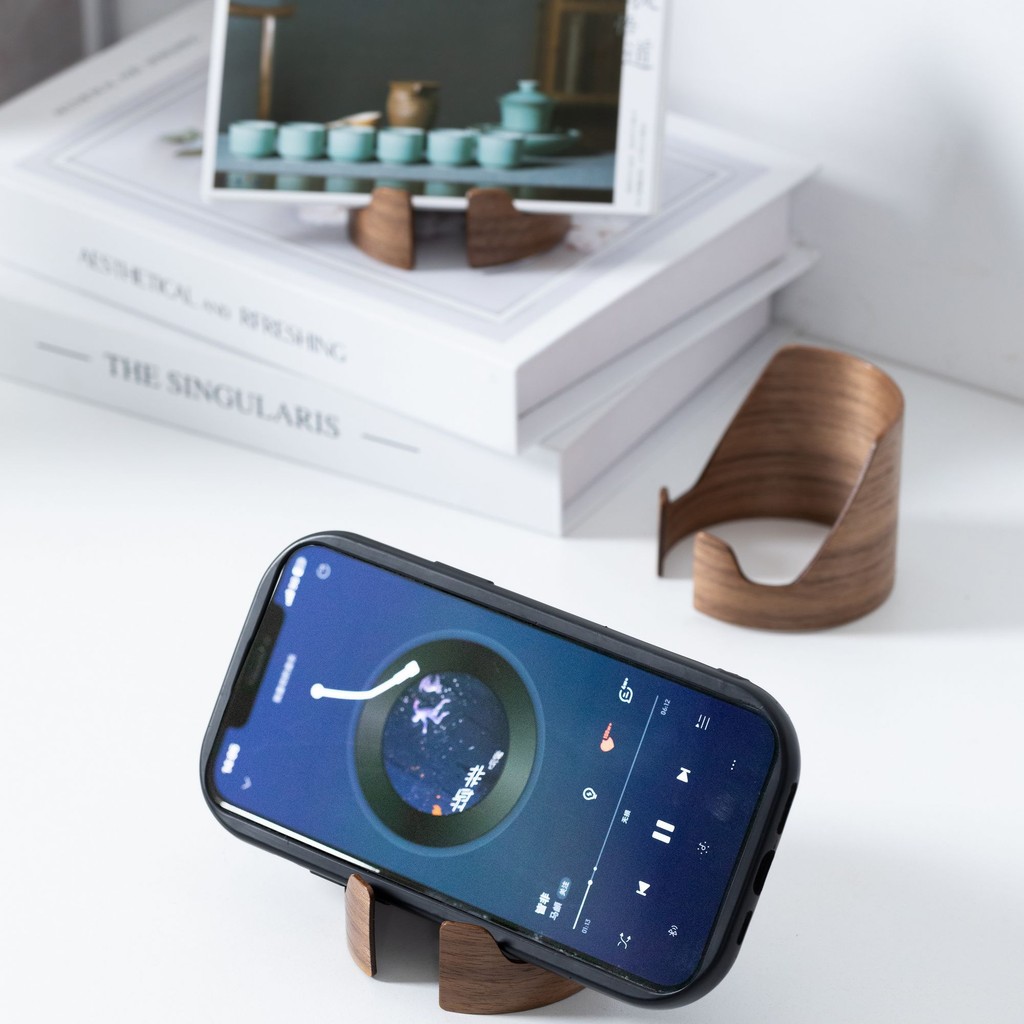 Solid Wood Walnut Phone Holder Desktop Lazy Portable Envelope Business ...