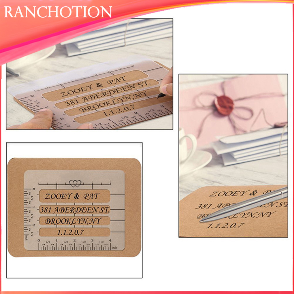 4PCS/Set Letter Craft Stencil Kit Transparent Addressing Rulers ...