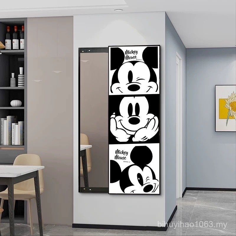Mickey Simple Cream Art Hidden Dressing Mirror Sliding Invisible Mirror ...