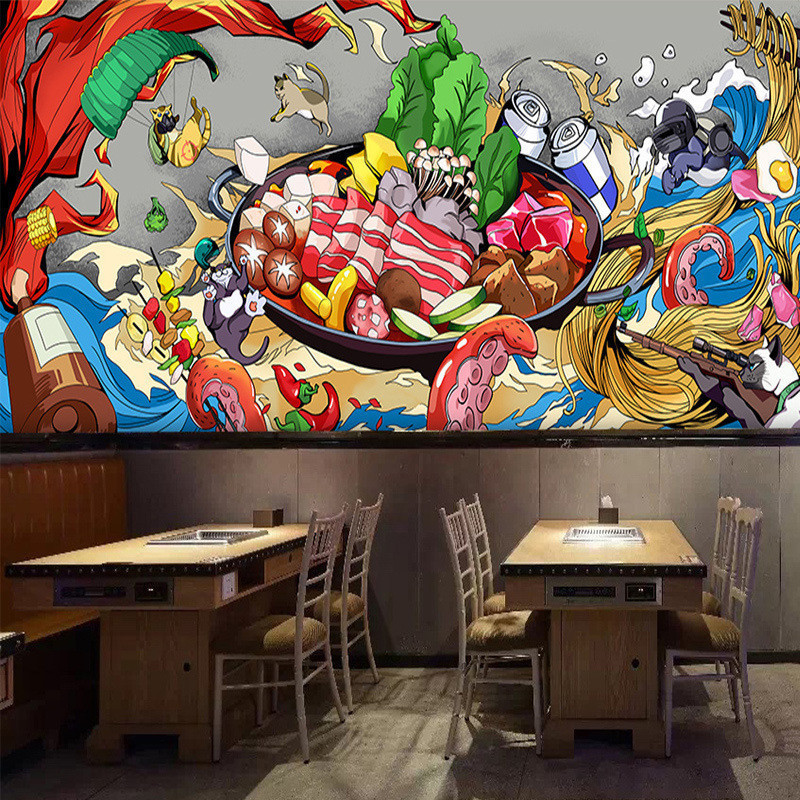 Custom wallpaper mural Individualized graffiti Sichuan hotpot ...