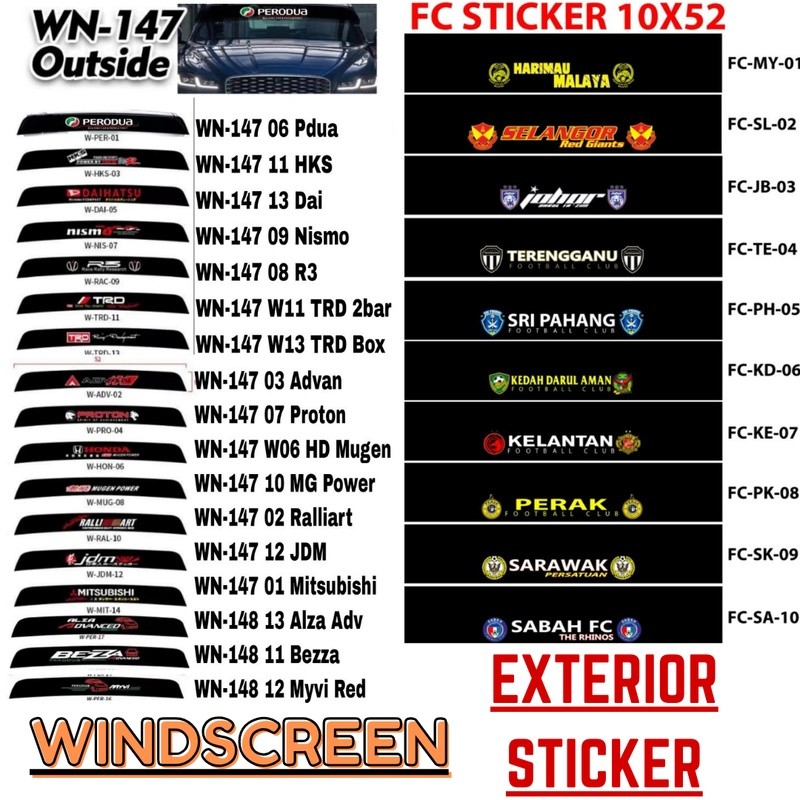 10" Front CAR Windscreen all Black Sticker Windshield Ralliart ...