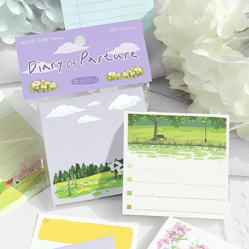 Cdaily|100 Sheets Into Literary Landscape Theme Note Pad Floating First ...