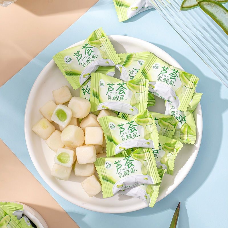 小青柠乳酸菌芦荟爆浆软糖夹心糖果休闲小零食混合装喜糖Lemon Lactic Acid Bacteria Aloe Vera ...