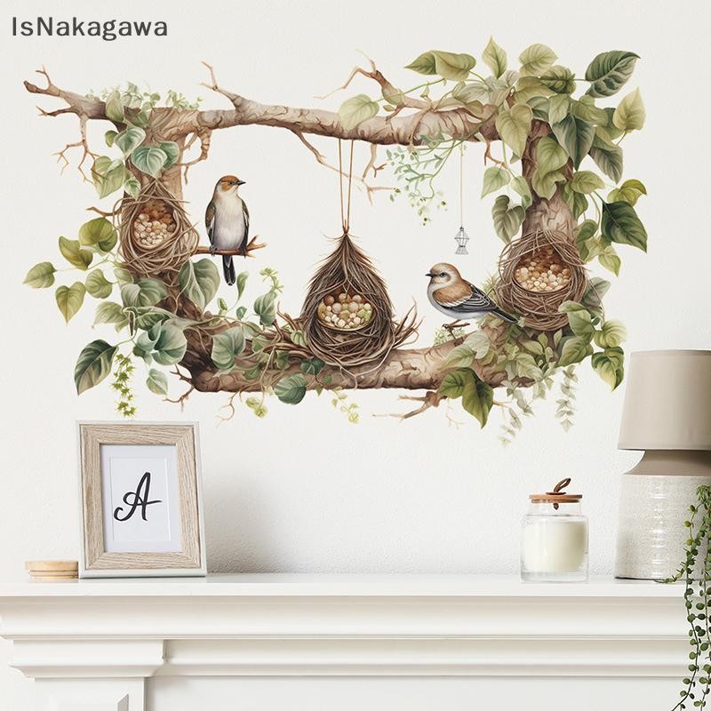 [Isn] Lovely Tree Branches Bird's Nest Wall Stickers Living Room ...