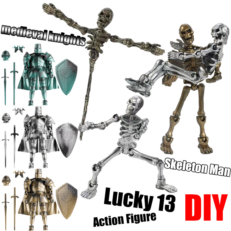 Skeleton Man VS Medieval Knights Lucky 13 Action Figure 3D Printing ...