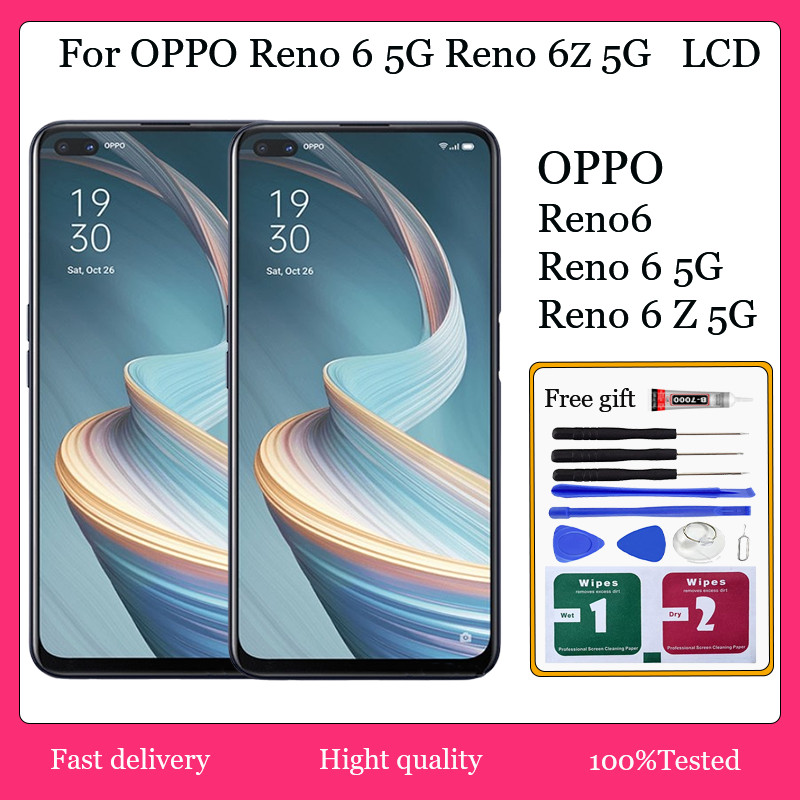 Original AMOLED For OPPO Reno 6 4G Reno 6 5G Reno 6z 5G LCD Display Touch Screen Replacement ...