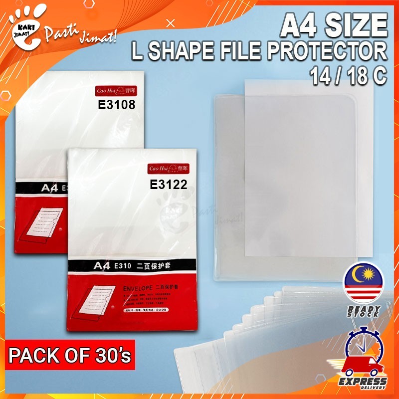 KakiJimat 30's A4 Clear L Shape File Protector Durable Document Holders ...