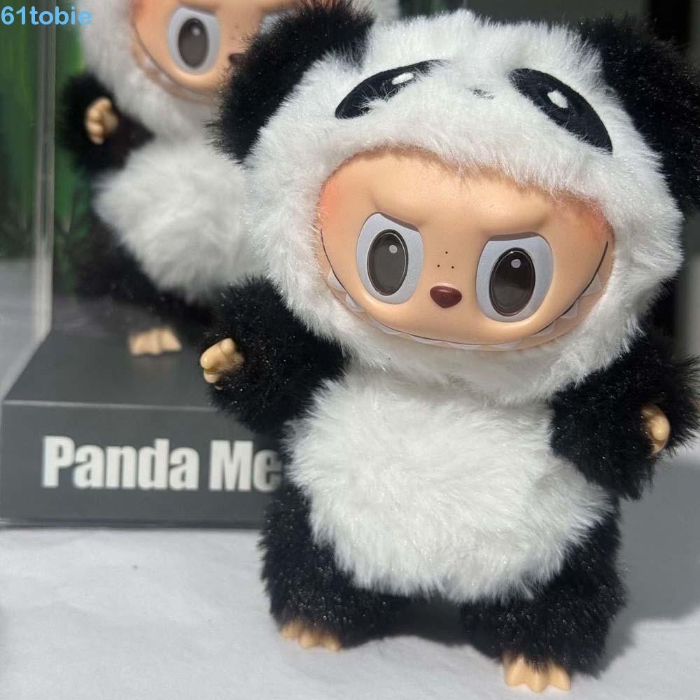 TOBIE Labubu Doll Figurine, Black White Panda Bear Labubu Cartoon Pop ...