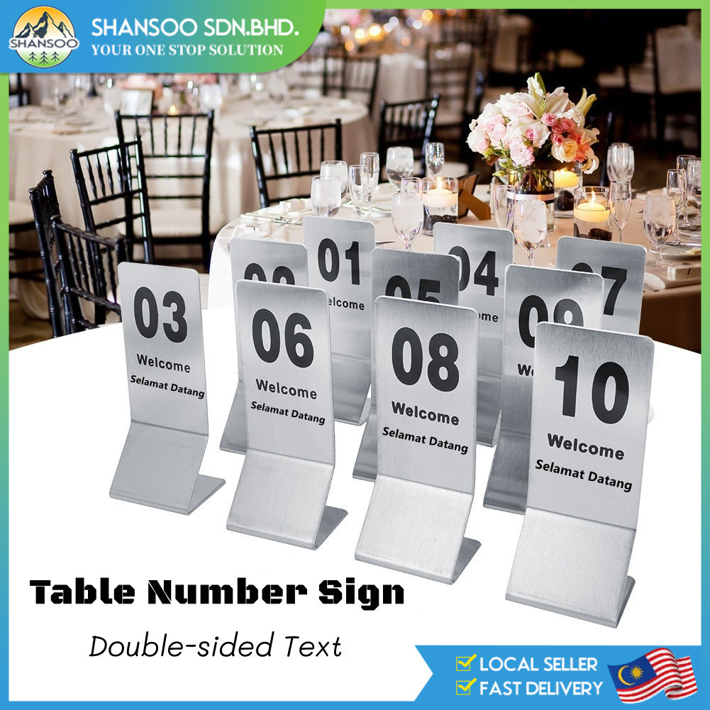 Stainless Steel Restaurant Table Number Stand Table Name Plate Wedding ...