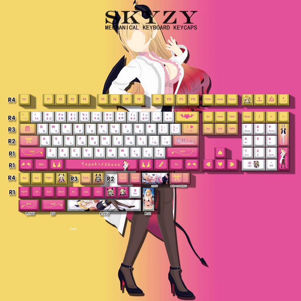 Yuzuki Choco Keycaps Cherry Profile VTuber Hololive PBT Dye Sub Keycap ...
