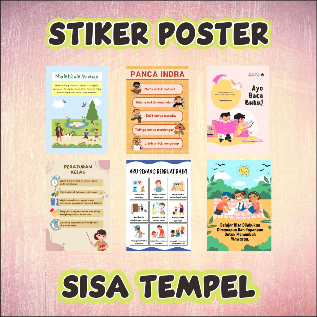 DinDing Educational Poster Stickers for Kindergarten, Preschool ...