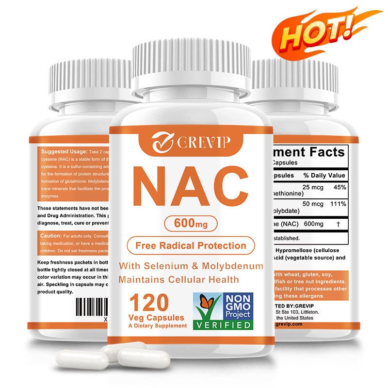 GREVIP NAC 600 mg vegetarian capsules support healthy liver and lungs ...
