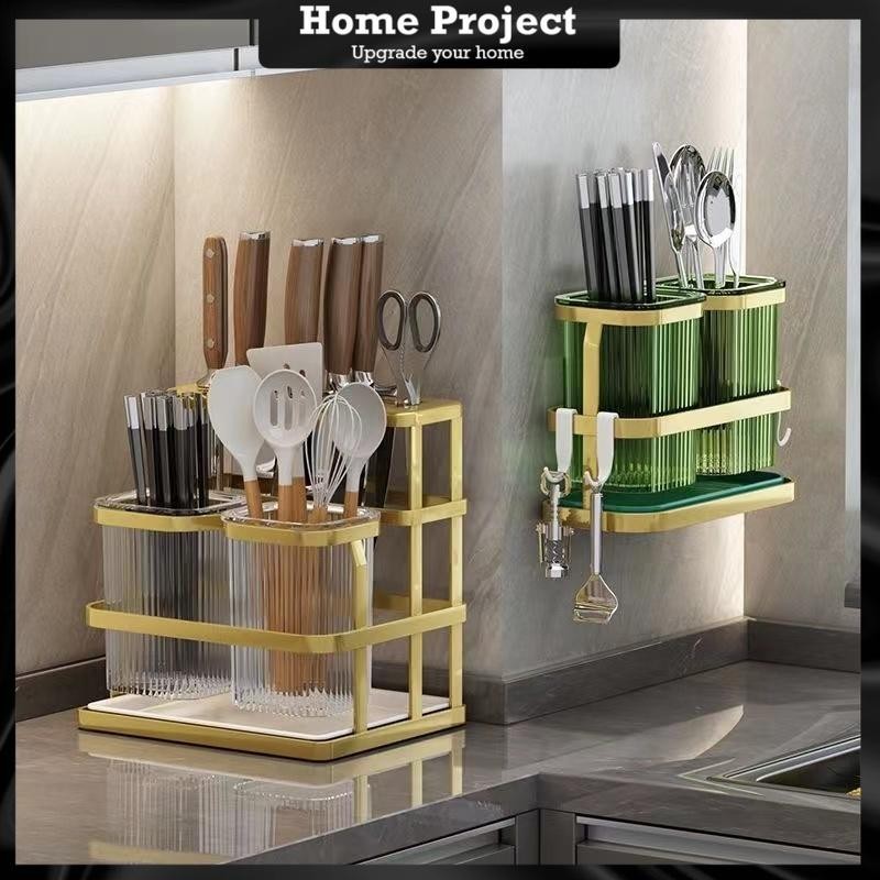 Tableware Storage With Water Drainer Utensil Holder Organizer Bekas ...