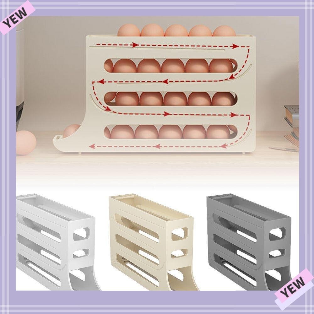 YYE Automatic Egg Roller Slide Organizer Four Tier Egg Roller Rack ...