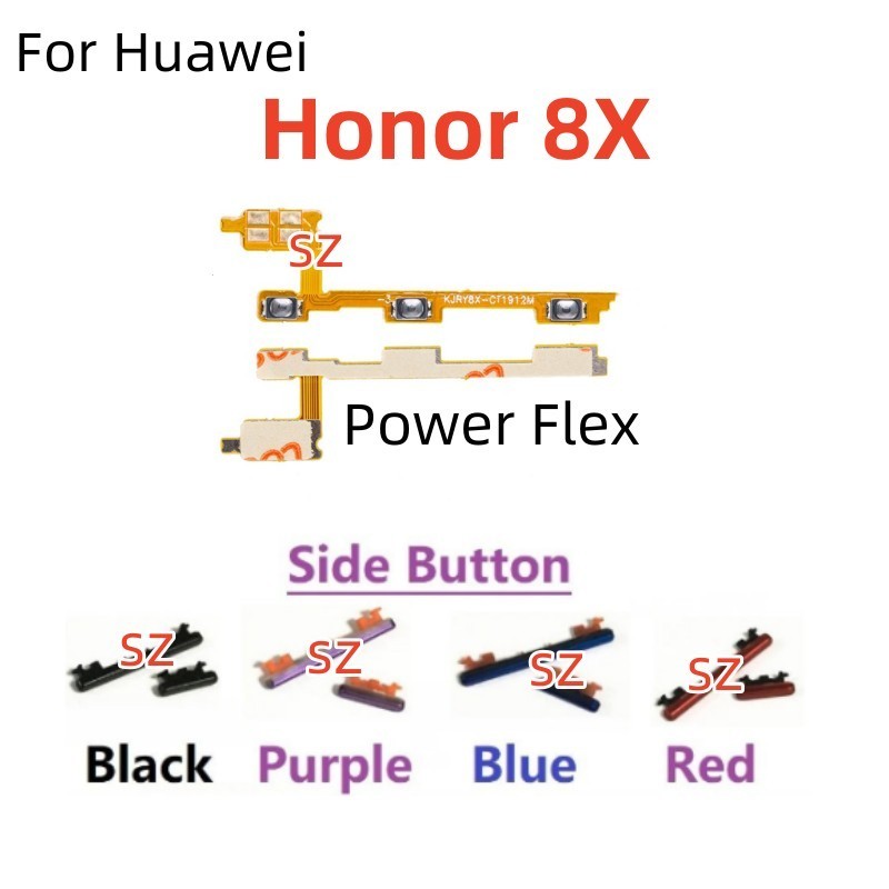 New Switch Key Power On Off and Volume up down Side Button Keys Flex For Huawei Honor 8X ...