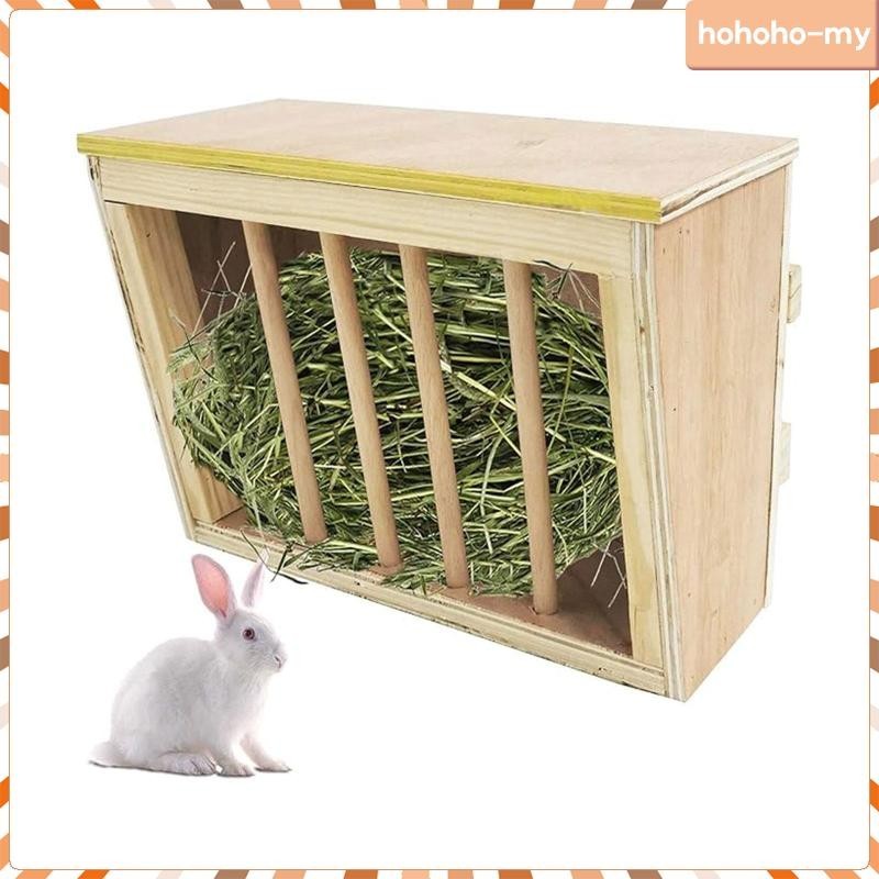 [HohohoMY] Wood Hay Feeder Rack, Food Feeding Rack, Small Pet Food ...