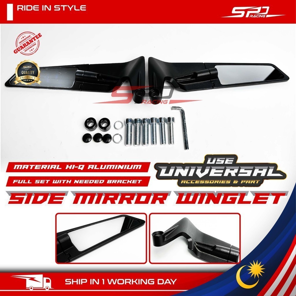 Universal Winglet Side Mirror With All Needed Bracket & Screw PNP For ...