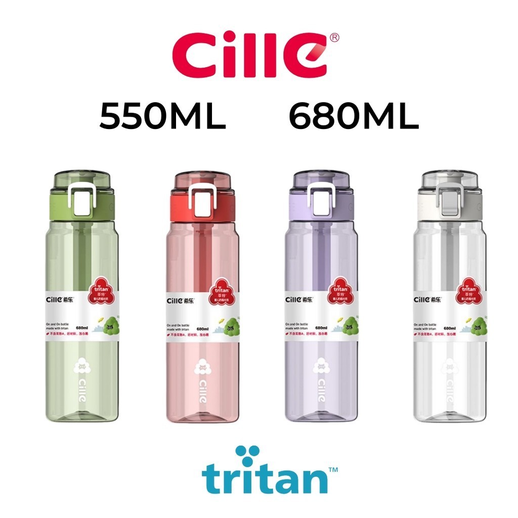 Cille Tritan Water Bottle BPA-Free Plastic Water Bottle c/w Sling Botol ...