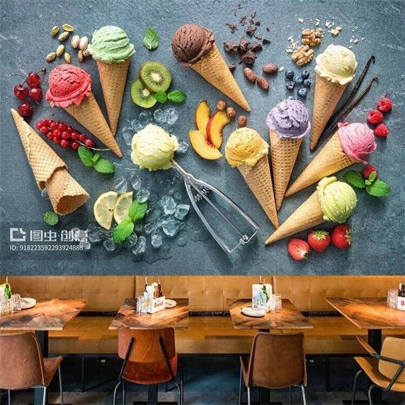 Custom Fruit Flavored Ice Cream Backdrop Wall 3d Photo Mural Wallpapers ...