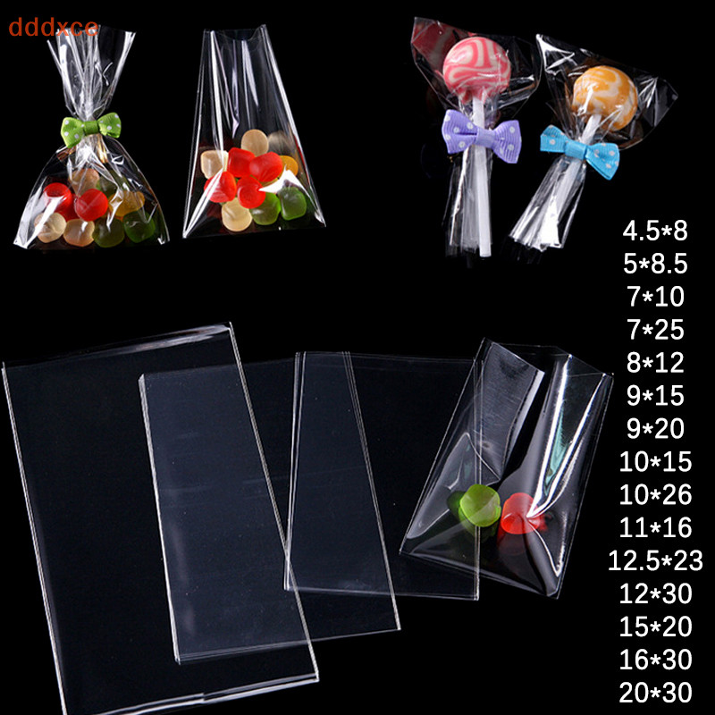 [dddxce] 100pcs Transparent Flat Open Top Candy Bag OPP Plastic Bag ...